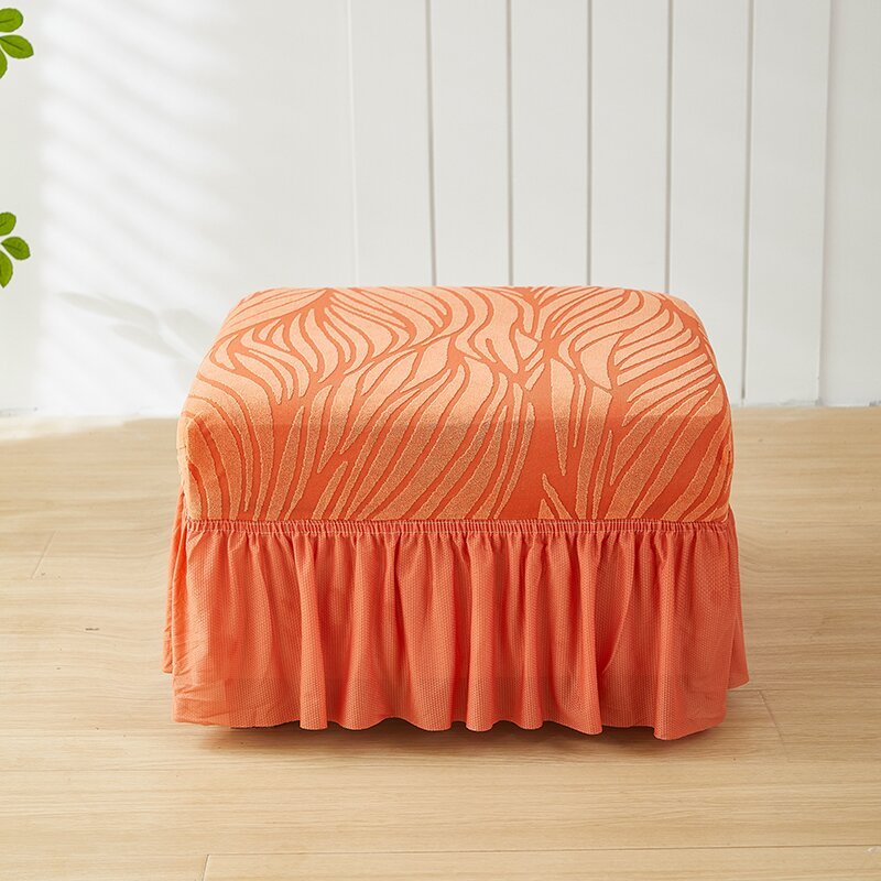 2025 Image Wave Pattern Universal Stretch Footstool Cover Sofa Stool ...