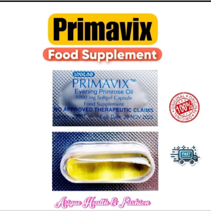 PRIMAVIX Evening Primrose Oil 1000mg capsule - P28 per capsule | Shopee ...