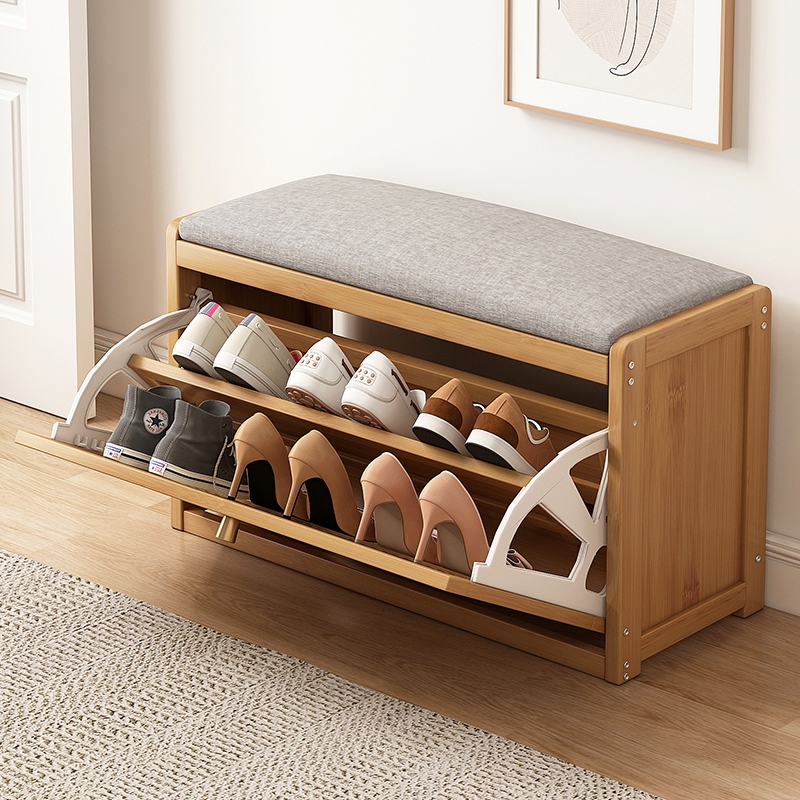 Light luxury cushioned shoe changing bench for entrance, integrated ...