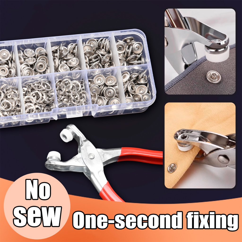 100 PCs Stainless Steel Snap Button Installation Tool Set Five Claw ...