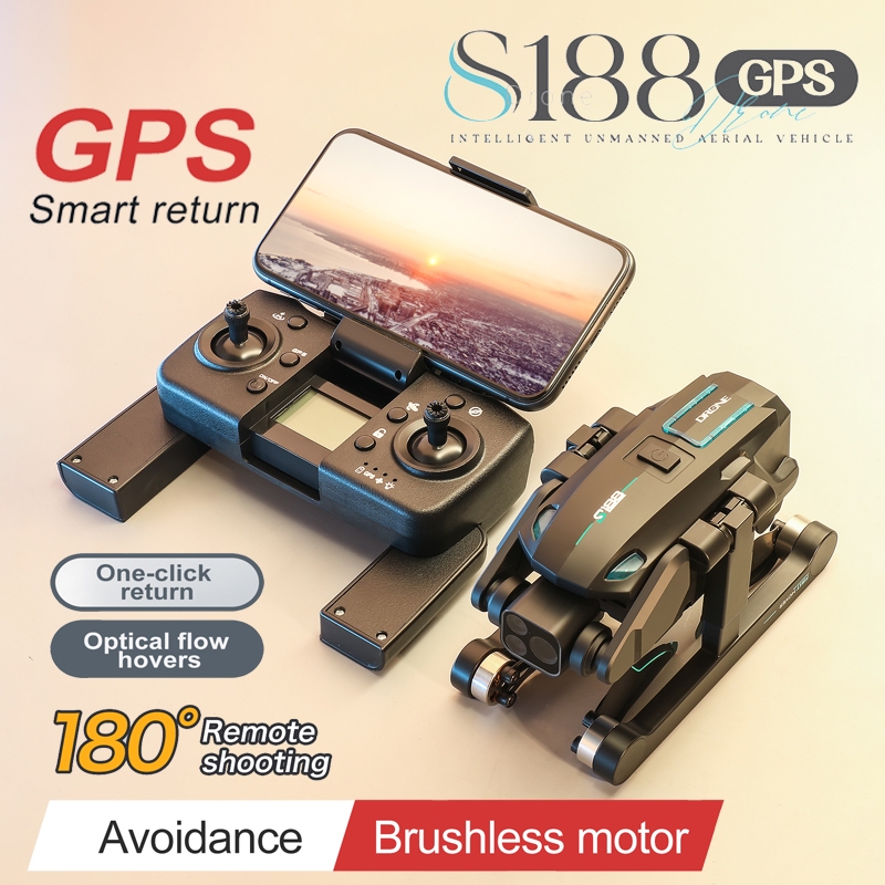S188 Drone GPS intelligent return 360° obstacle avoidance brushless HD ...