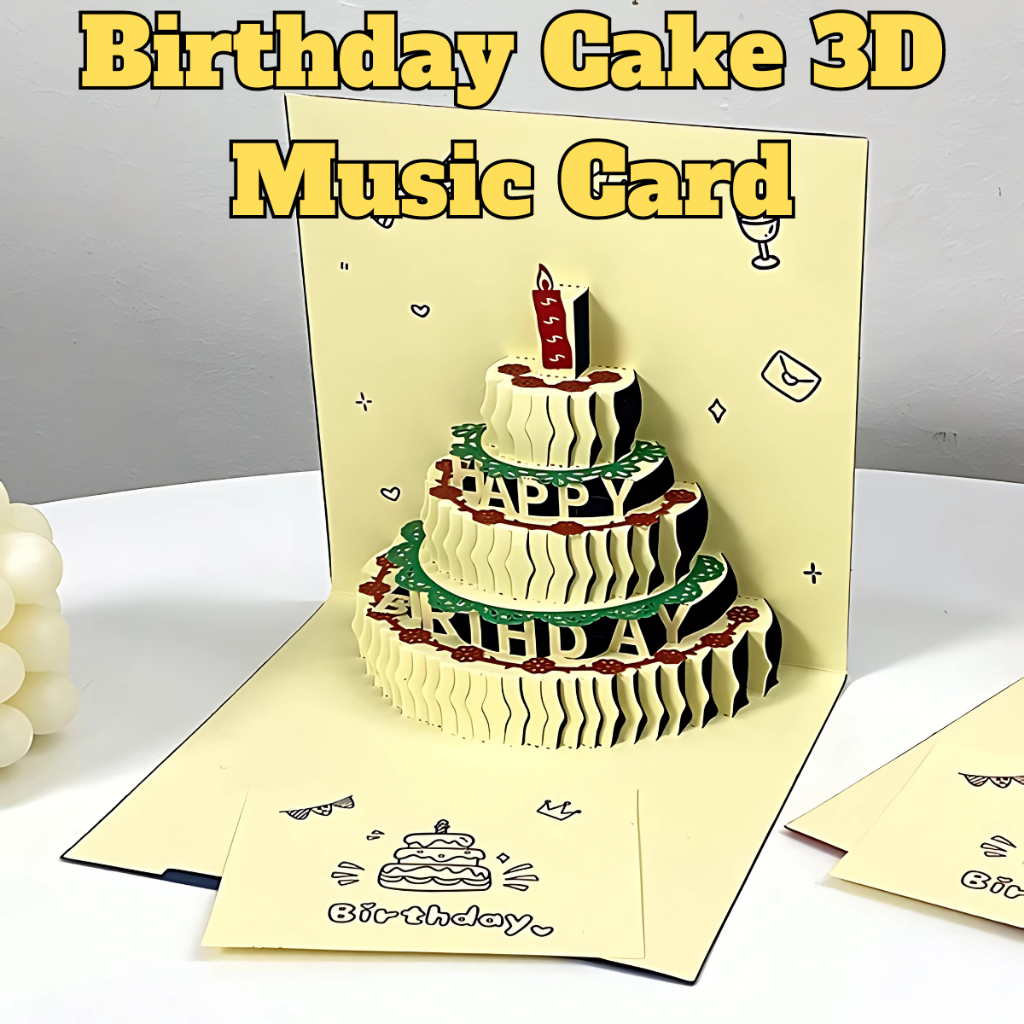 3D Pop Up Birthday Cards With Led Light Birthday Cake And A Happy ...