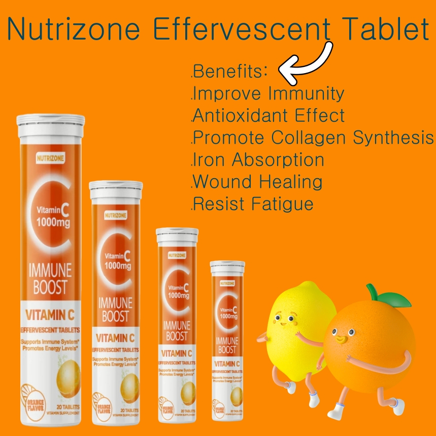 Nutrizone Vitamin C Effervescent Tablet 1000mg Immune Boost Support ...