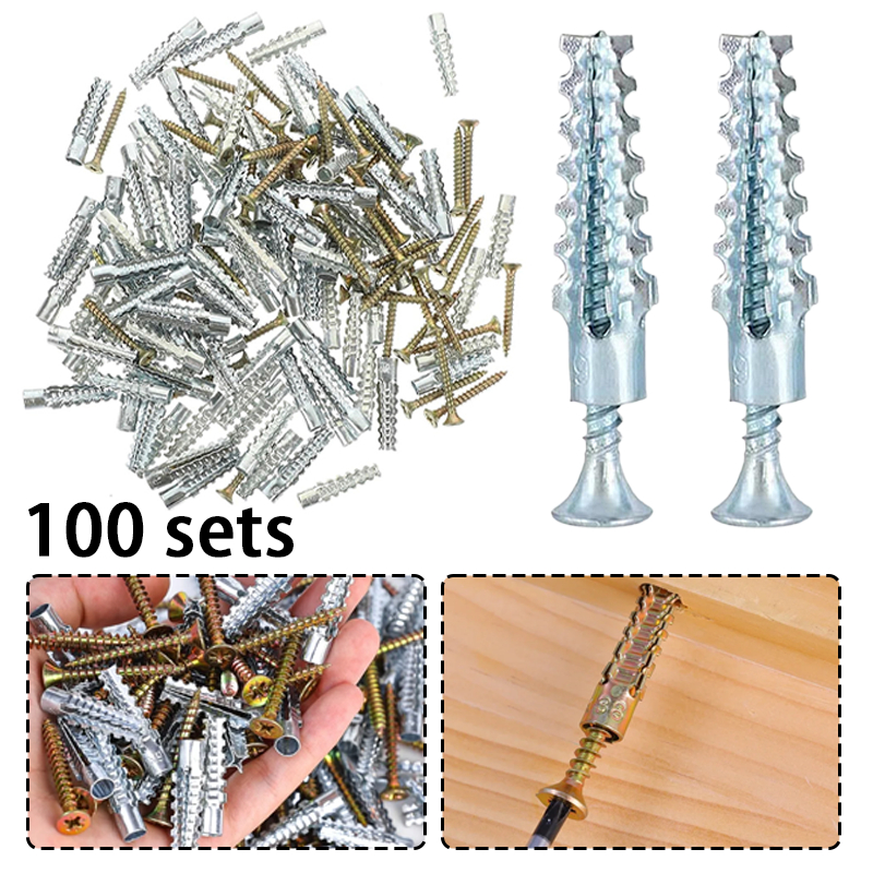 100pcs M6 Expansion Screw Galvanized Steel Expansion Pipe Plug Hardware ...
