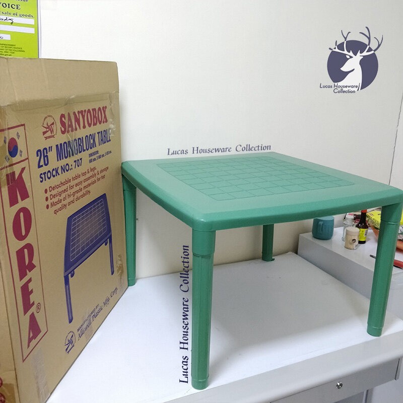 SANYO 26 INCHES PLASTIC SQUARE TABLE MONOBLOCK TABLE STURDY COFFEE ...