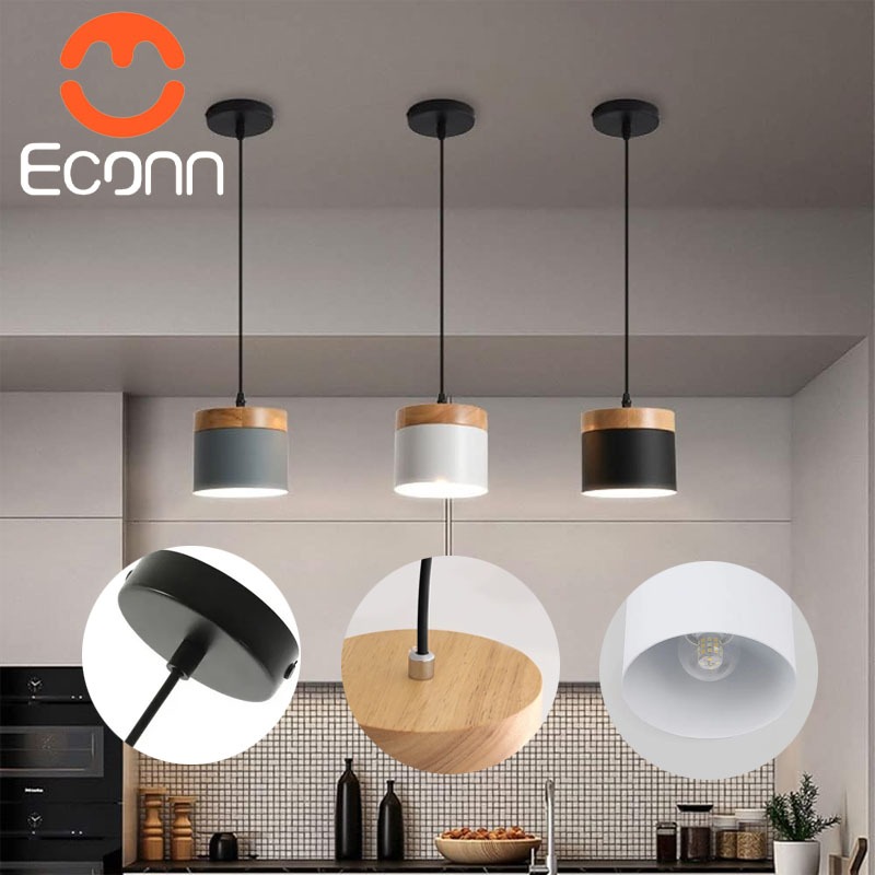 Pendant Light Modern Nordic Solid Wood Macaron Drop Light for Dining ...