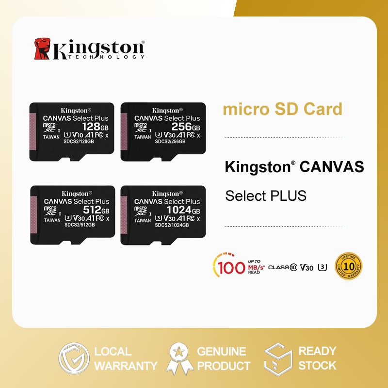Kingston Micro SD Card Canvas Select Plus 1TB 512GB 256GB 128GB with Android A1 | Shopee Philippines
