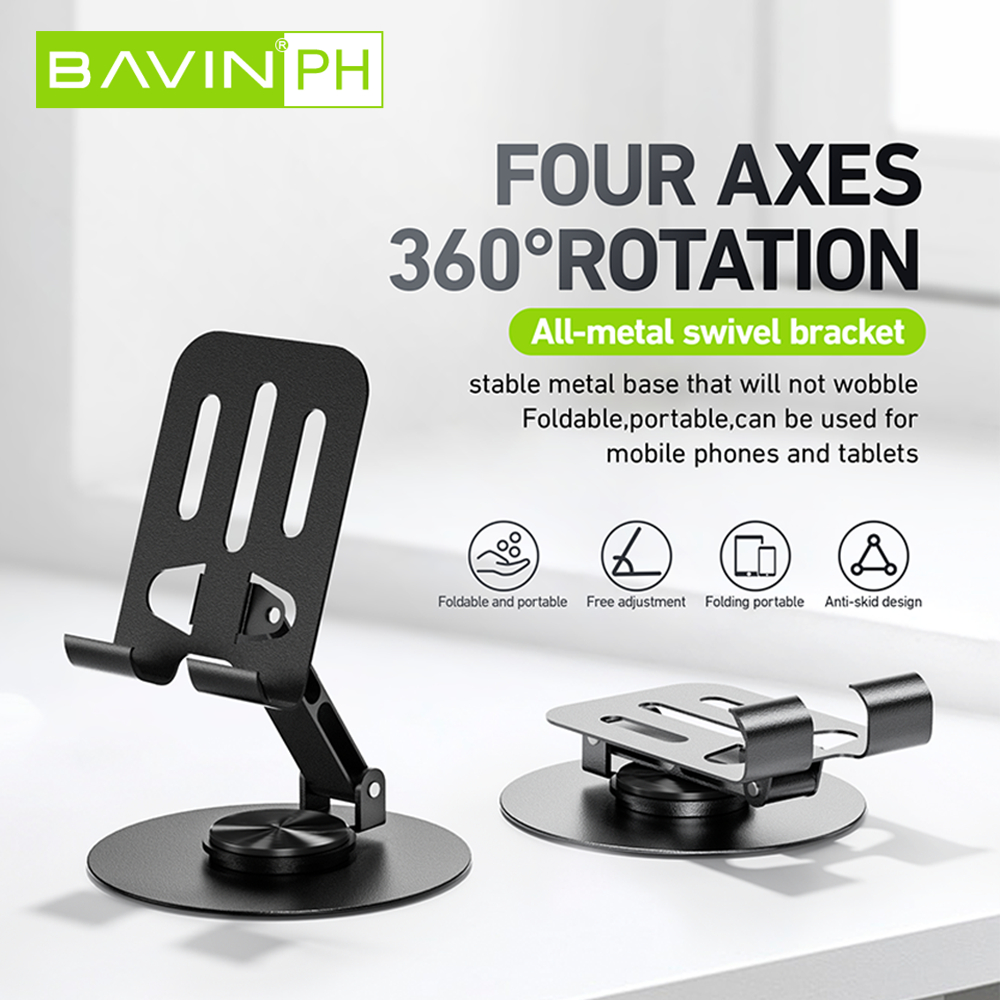 PS69 Metal Phone Stand 360 Rotating Steel Carbon Foldable Suitable for ...