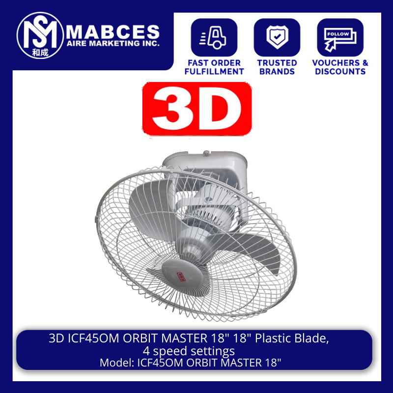 3D ICF45OM ORBIT MASTER 18" 18" Plastic Blade, 4 speed settings Fans ...