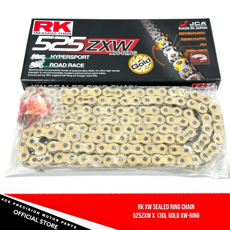 RK CHAIN 520 ZXW | 525 ZXW I 530 ZXW x 130L GOLD XW-RING | Shopee ...