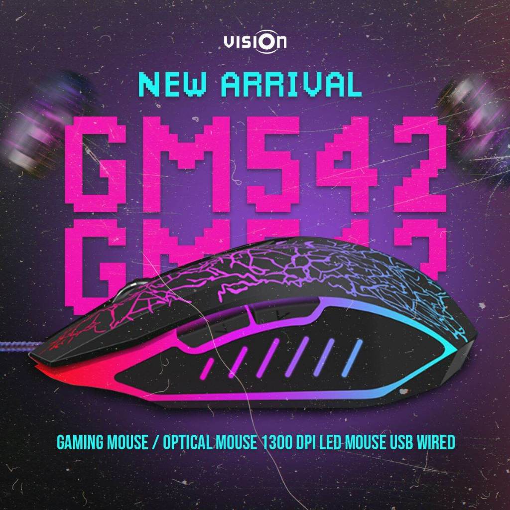 VISION GM542 Gaming Mouse Optical Mouse 1300 DPI Led Mouse Optical USB ...