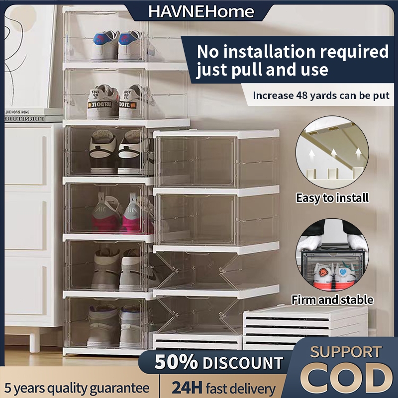 Installation-Free Layers Shoe Rack of Transparent Plastic Shoe Boxes ...