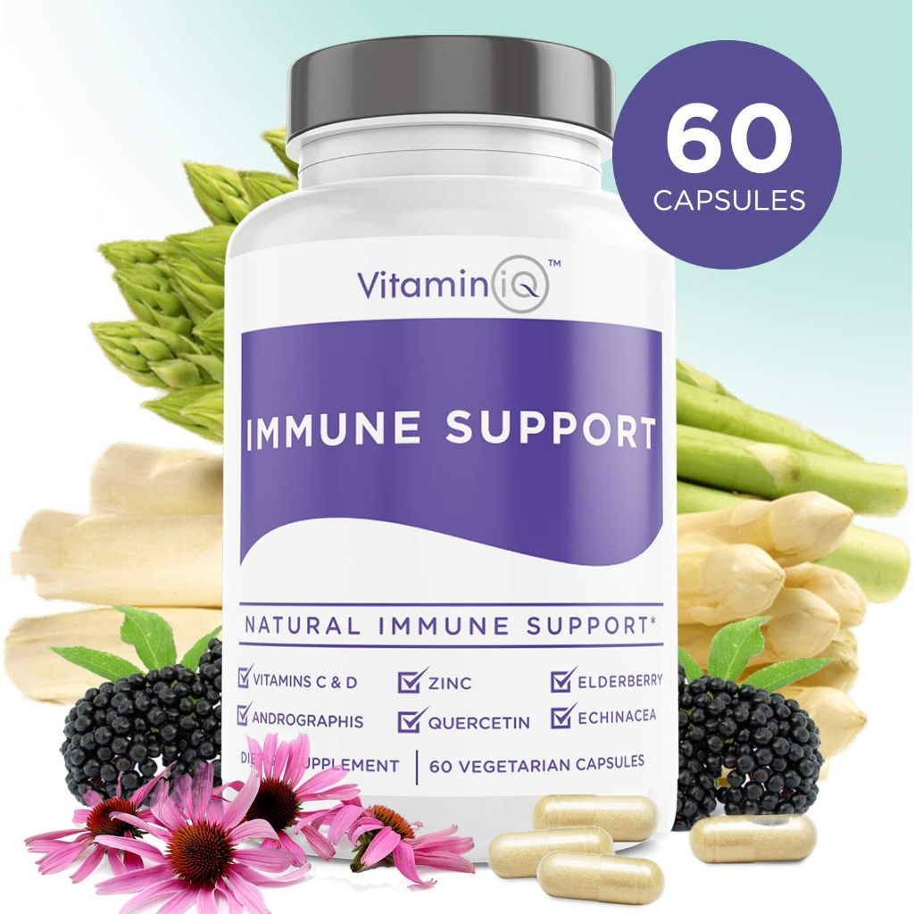 Immune Support Supplement with Vitamin C and Zinc, Elderberry, Vitamin ...