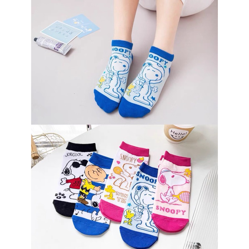 Iconic Socks 5 Pairs Set Korean Snoopy Japanese Cartoon Characters ...