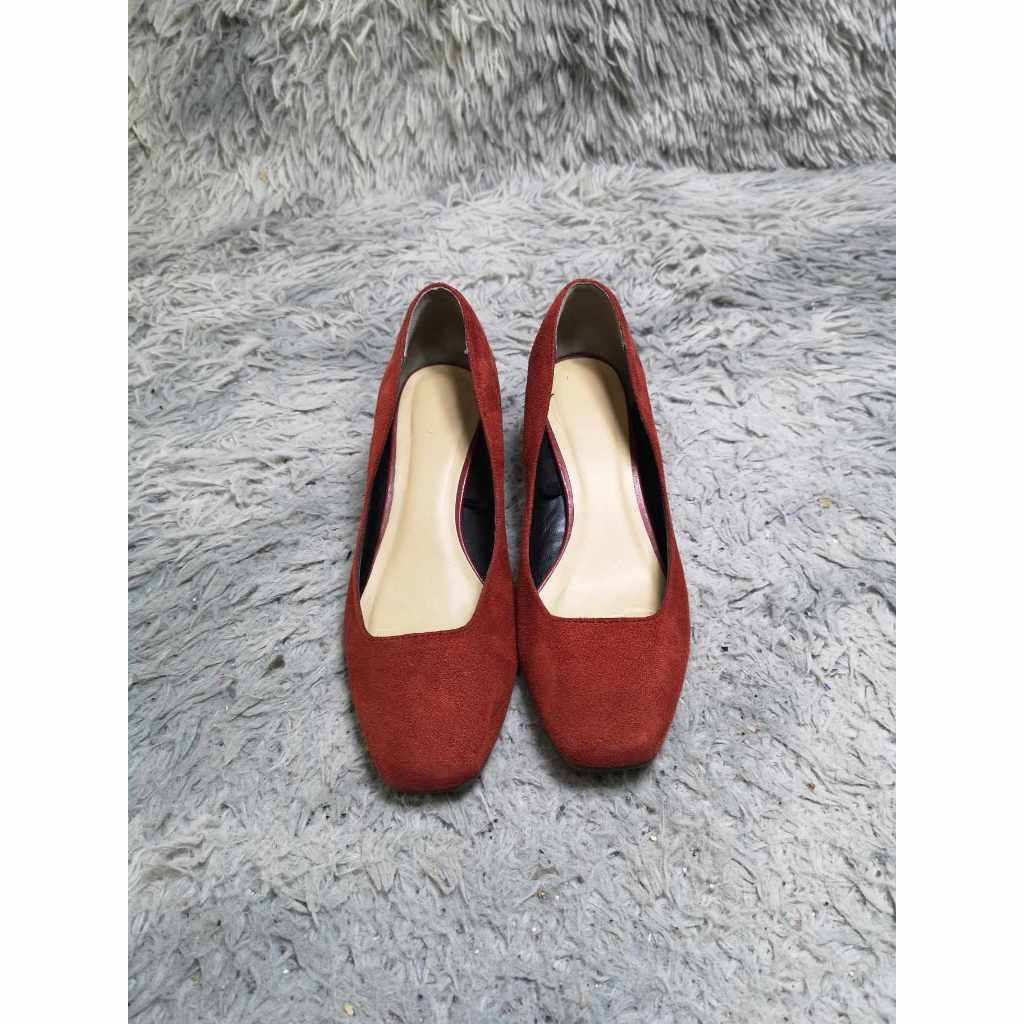 Square Toe Suede Block Heels | Shopee Philippines