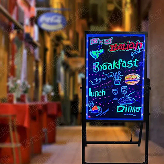 LED Sign Billboard: Neon Light Writing Board with Stand for Cafe& Bar ...