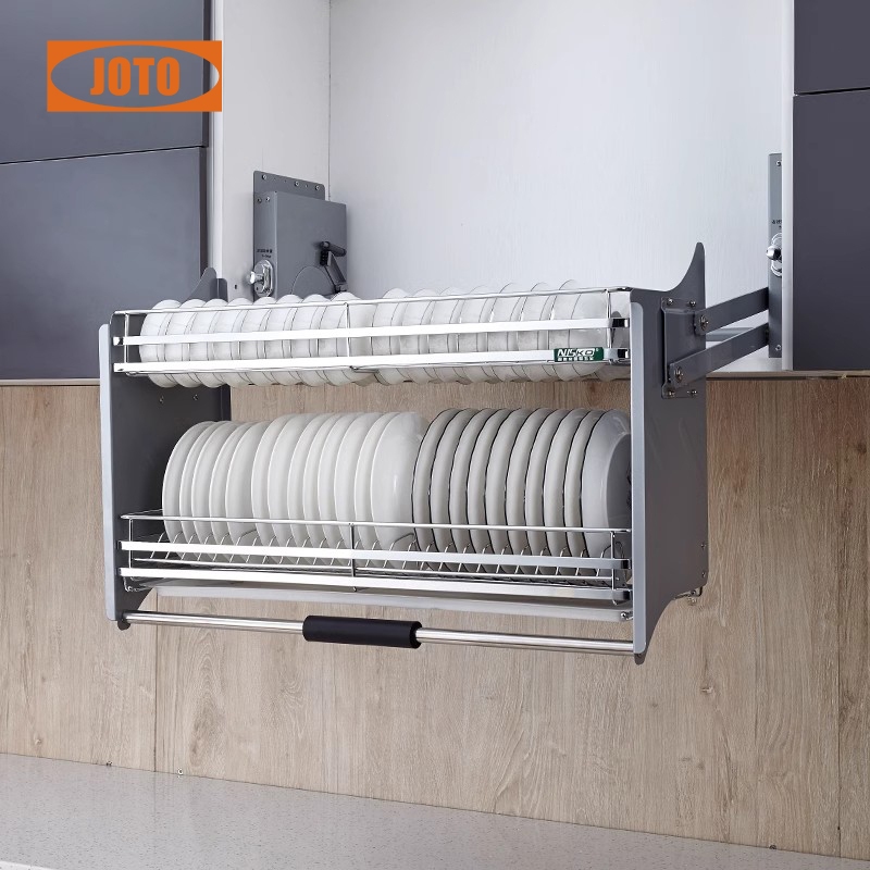 JOTO 600/700/800 Pull Down Dish Rack Spice Rack Steel Pull Out Basket Kitchen Cabinet Storage ...