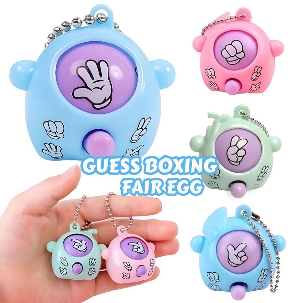 1pc Rock Paper Scissors Game Keychain Mini Finger Guessing Toy Round ...