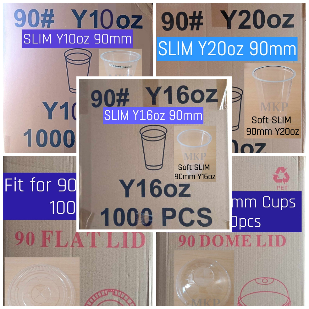 (1000pcs) Soft SLIM (10 16 20oz) (90mm Diameter) PP Y Cup for Milk Tea ...