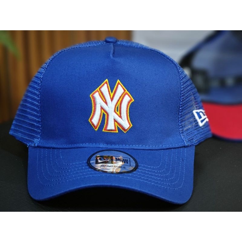 NY BLUE A FRAME RED LINING NET CAP | Shopee Philippines
