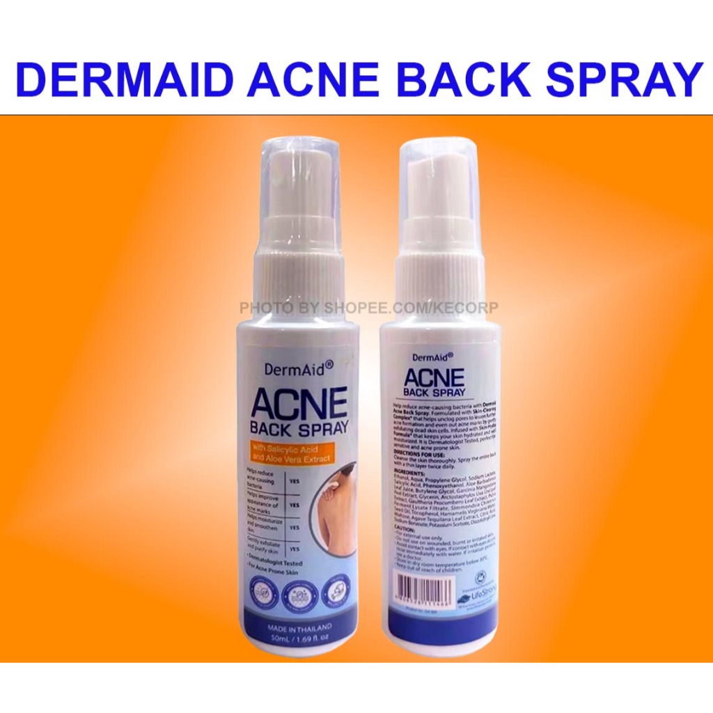 Acne Back Spray With Salicylic Acid & Aloe Vera Extract 50ml by DermAid ...