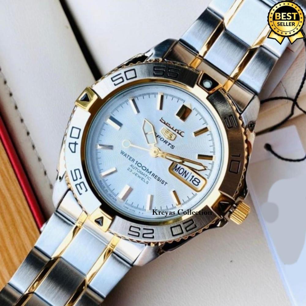 Seiko 5 Sports Day & Date Automatic Hand Movement White Dial Stainless ...