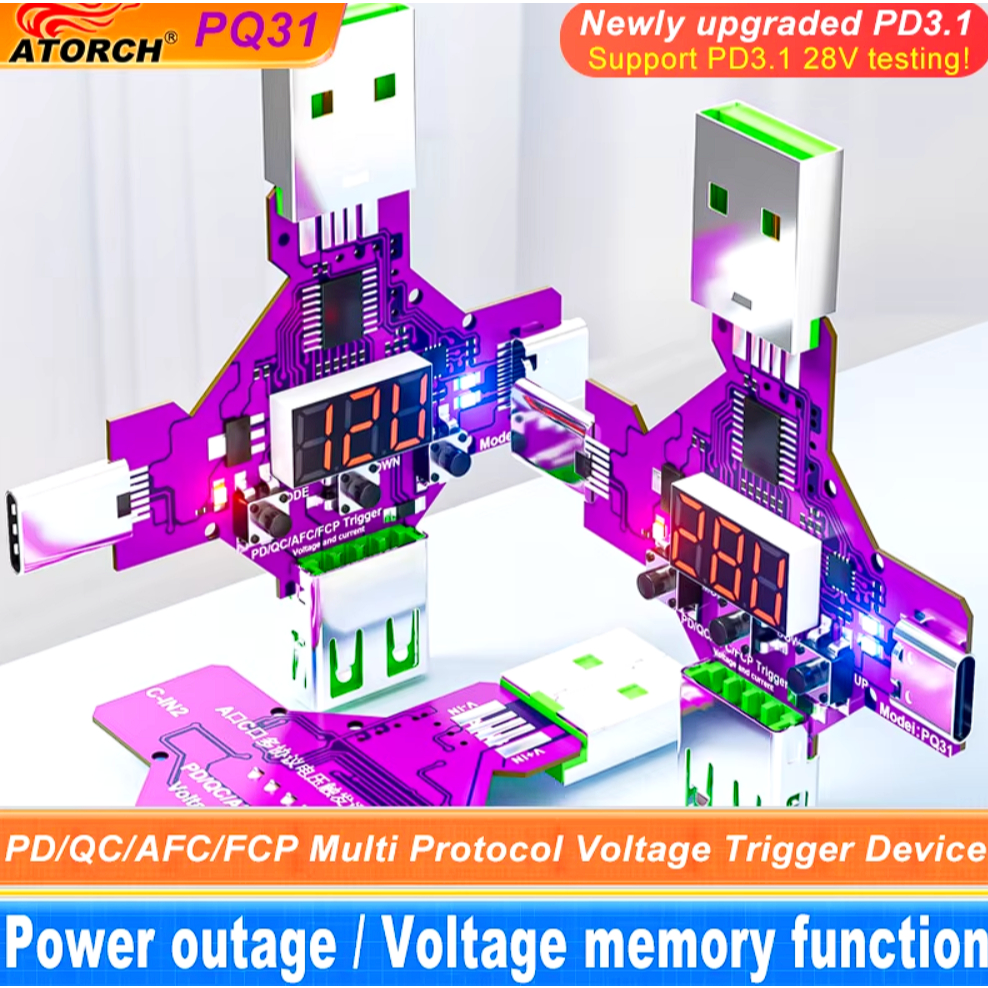 ATORCH 2 IN 1 PD2.0 3.0 3.1 5V9V12V20V Protocol fast charge trigger ...