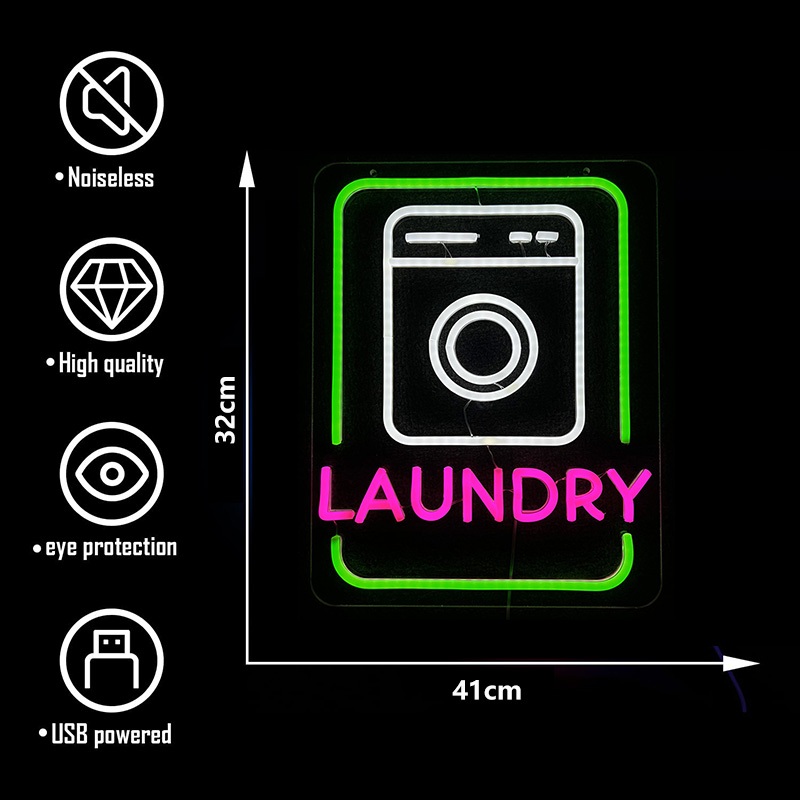 LAUNDRY Shop Signage LED Laundry Sign Neon Lights USB Powered for ...