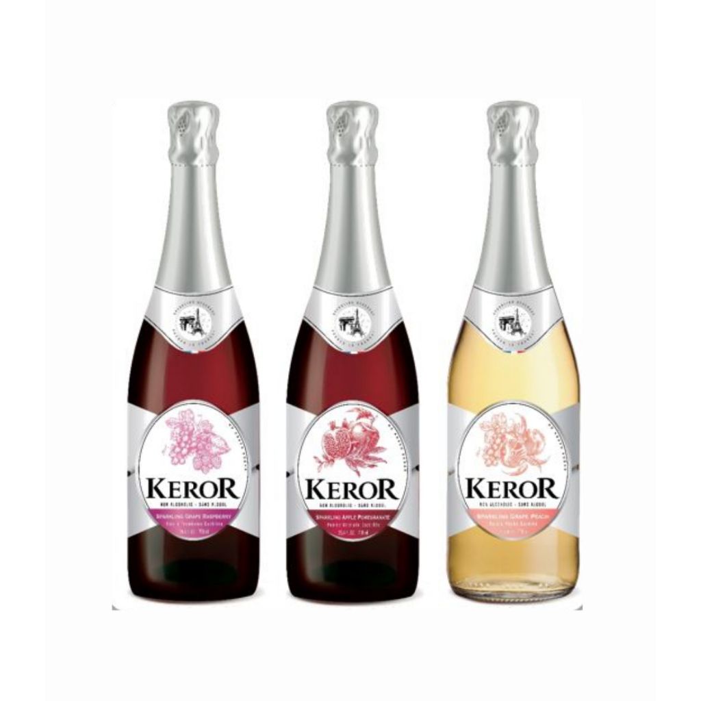 KEROR Sparkling Red Grapes Juice (2) + White Grape Juice (1) Bundle ...