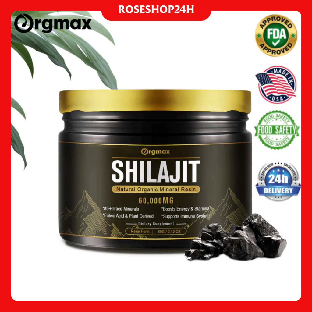 Orgmax Shilajit Pure Himalayan Organic Resin - 600mg Maximum Potency Natural Minerals & Fulvic ...
