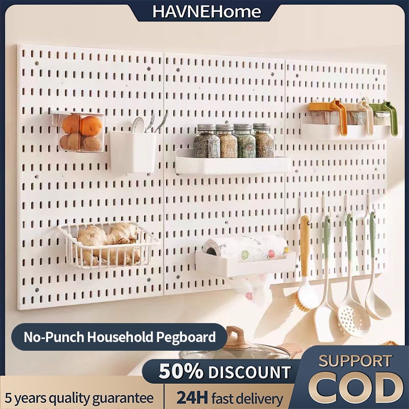 Pegboard Wall Shelf Household Storage Peg board Hanging Rack Shelves ...