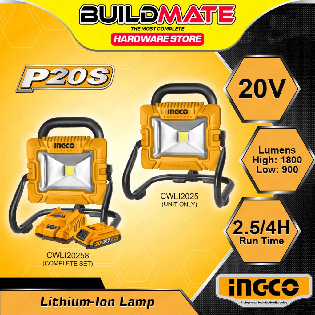 Buildmate x INGCO 20V Lithium-Ion Safety Rechargeable Cordless Work ...