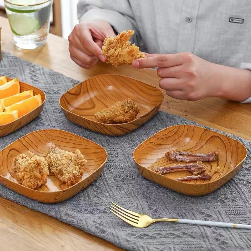 LY.Japanese style imitation wood plastic plate Snack Plate Kitchen ...