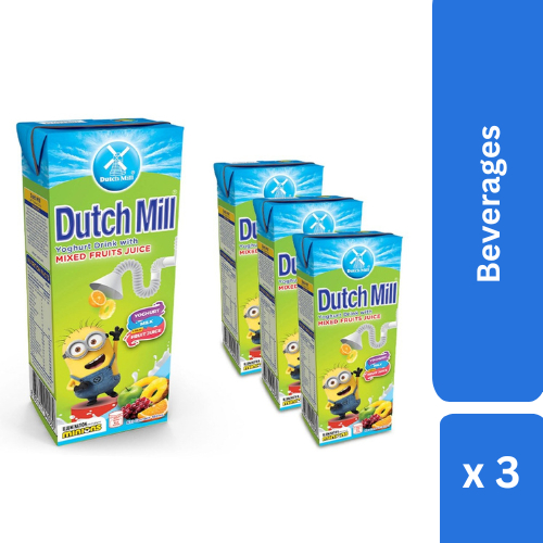 Dutch Mill Yoghurt Drink Mixed Fruits Juice 180mL x 4 , Bundle of 3 | Shopee Philippines