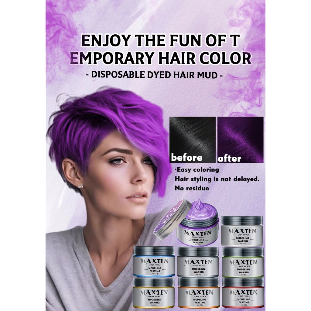 Washable Color Hair Wax 120g Blue Red Gold Green Purple Gray White ...