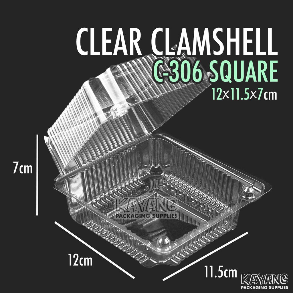 Clear Clamshell Food Container - C306 - Square box, Cakes, Burgers ...