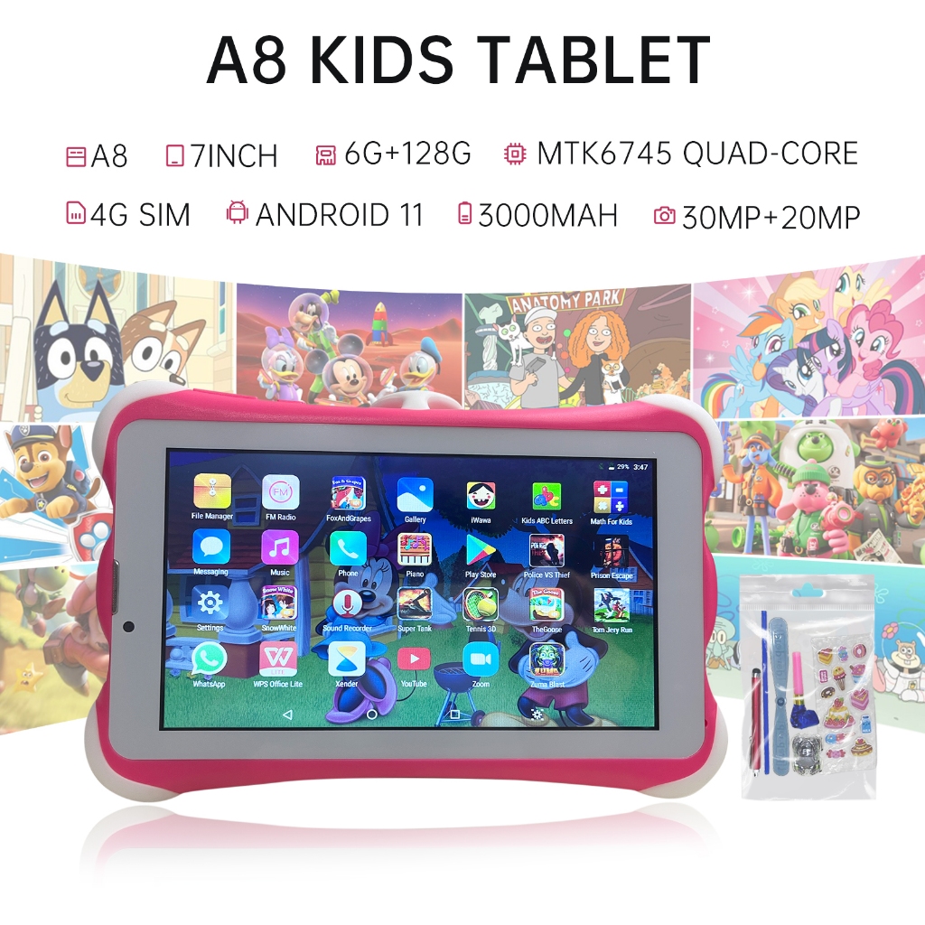A8 Kids Tablet - 7inches Dual Sim Card Android 11 Tablet for Kids - 6G ...