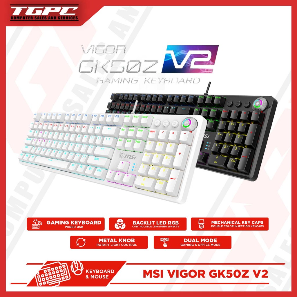 MSI VIGOR GK50Z & VIGOR GK50Z V2 Gaming Mechanical Keyboard RGB Light ...