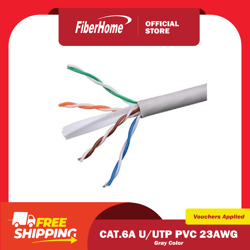 FIBERHOME CAT6A PURE COPPER CABLE 305 METERS UUTP PVC 23AWG (GRAY COLOR ...