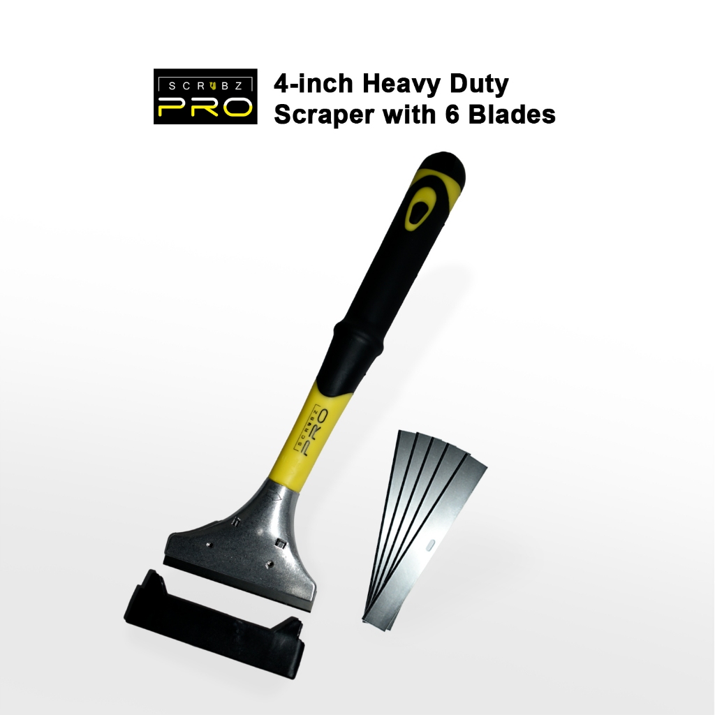 SCRUBZ Pro Heavy Duty Scraper 4 inch with 6 Blades Handheld Cleaning ...