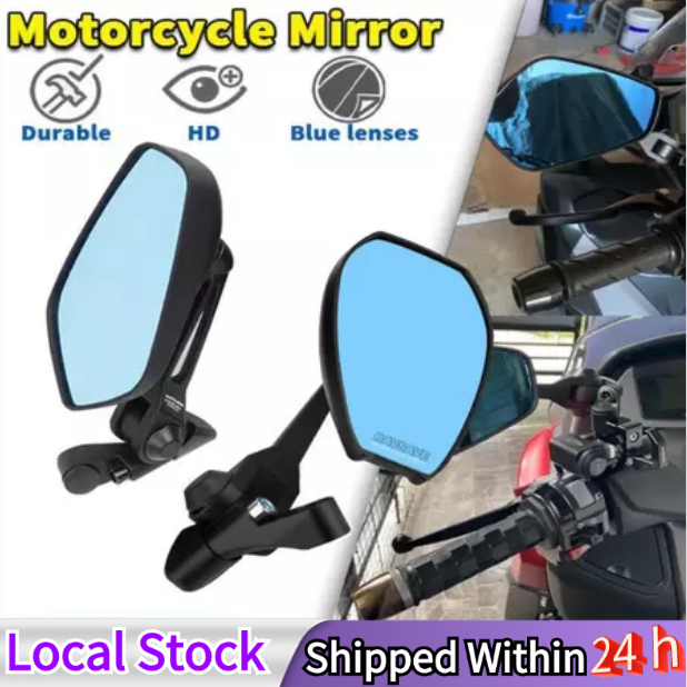 Universal Motorcycle Side Mirror Street King Anti-glare Adjustable Blue ...