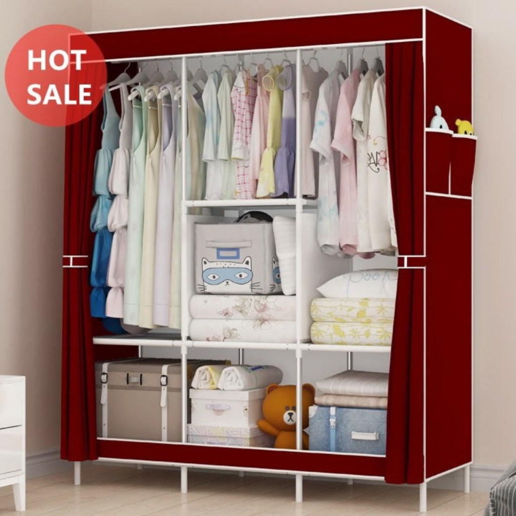 COD Bedroom wardrobe cabinet organizer Fashion zipper wardrobe clothes ...