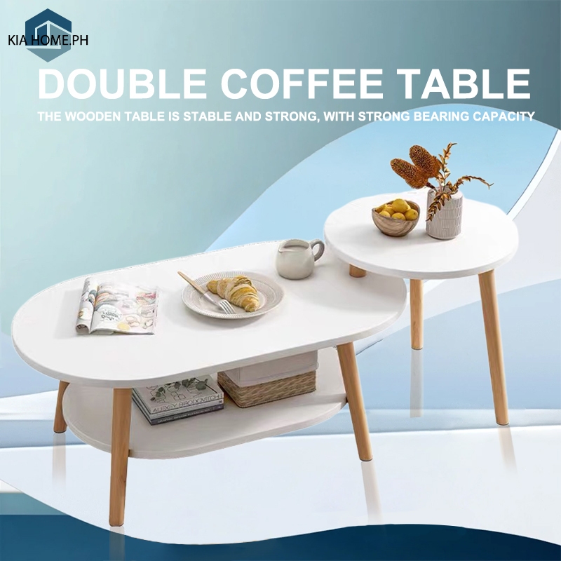 KIA HOME Nordic double-layer combination table living room coffee table ...