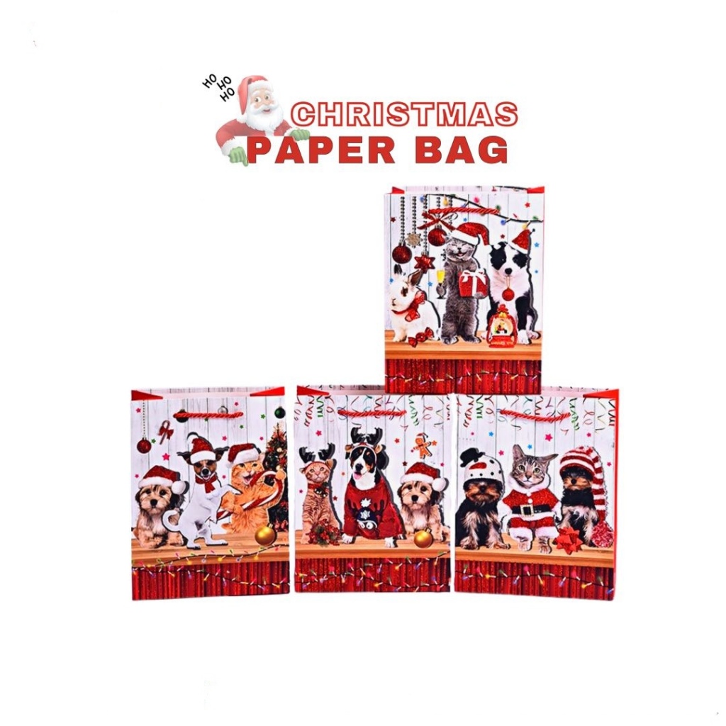 Christmas Paper Bag CHRISTMAS Cardboard Paper Bag Nice Pattern Makapal ...