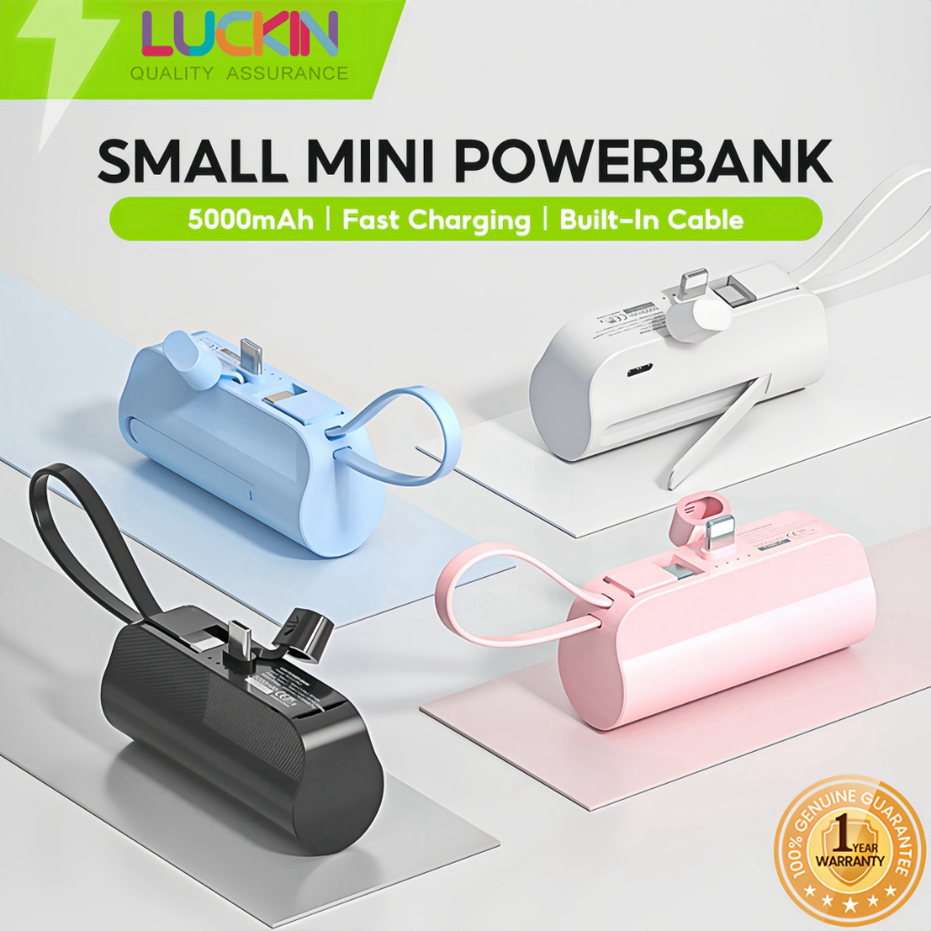 2in1 PowerBank 5000mAh Mini Power Bank Type-C iOS Fast Charger Wireless ...