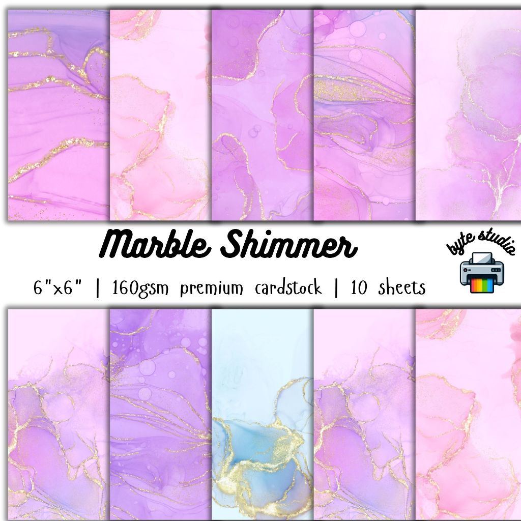 10 Sheets Marble Shimmer by byte studio | Cardstock Premium Paper Junk ...