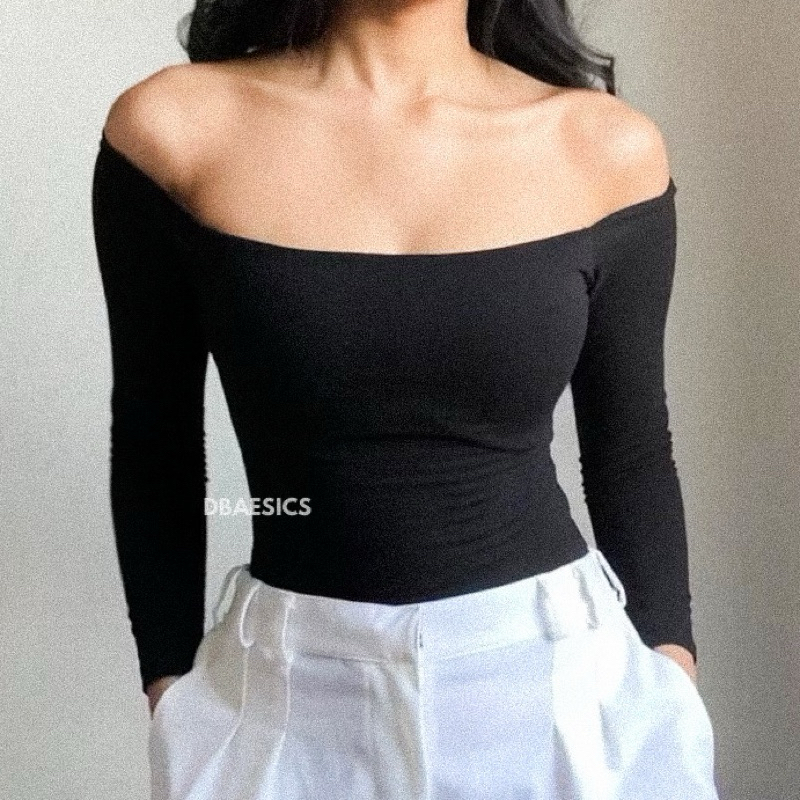 ISABELLE Off Shoulder OFFSHIE Longsleeves Seamless Basic Full Length ...