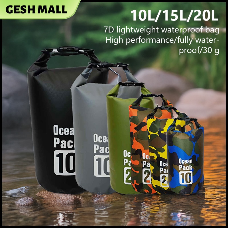 Gesh (10L 15L 20L) Outdoor Waterproof Dry Bag Ocean Bag Sports Bucket Bag | Shopee Philippines