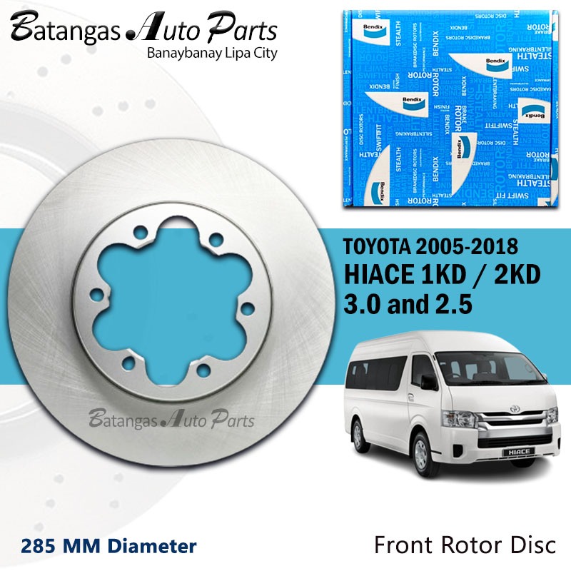 BENDIX ROTOR DISC TOYOTA HIACE 2005-2018 1KD 2KD FRONT (285mm DIAMETER ...