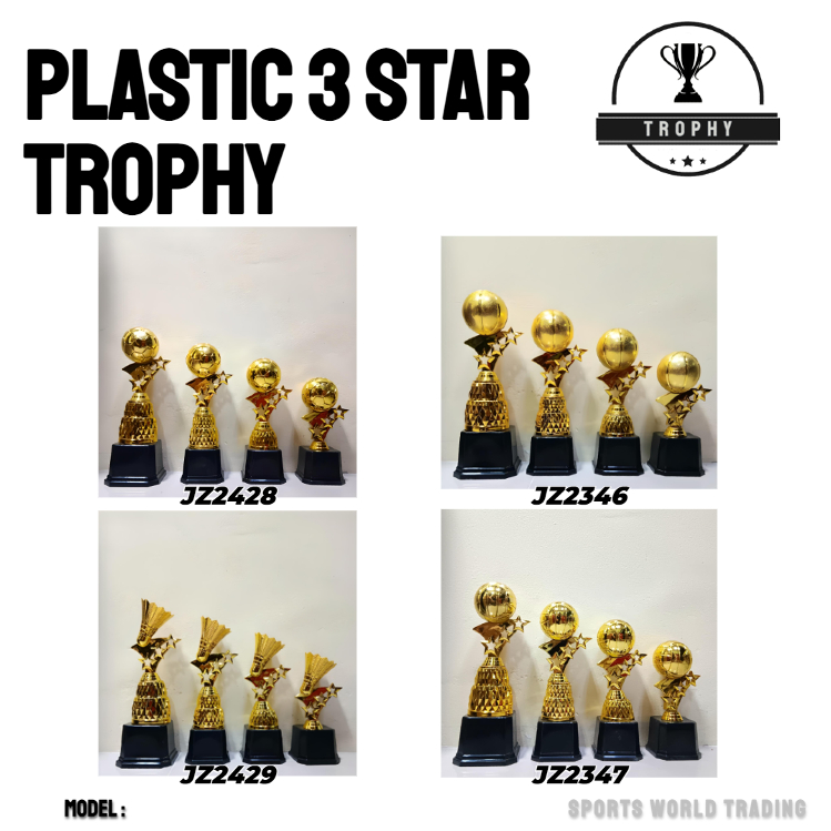 3 STAR TROPHY SET OF 4 HEIGHT 27 cm/25 cm/22 cm/19 cm( CUSTOMIZE ...